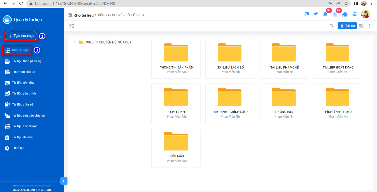 Hướng dẫn tạo thư mục và thực hiện thao tác chức năng