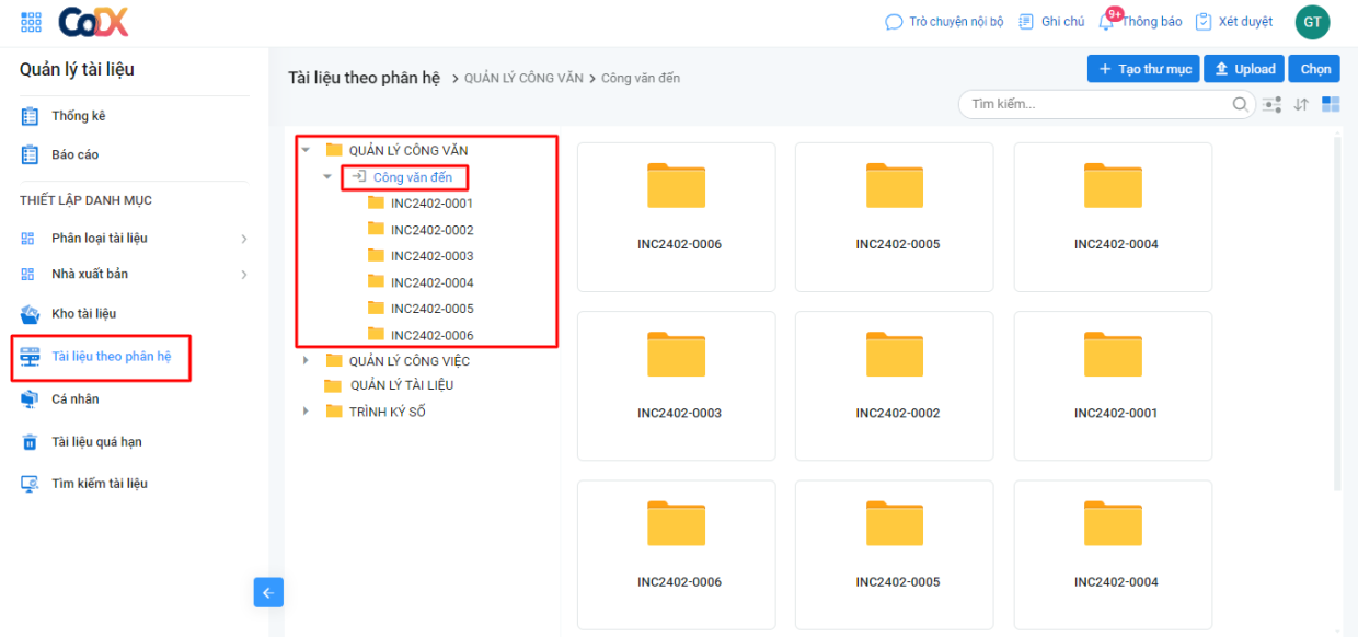 Minh họa quy trình xử lý công văn đến dành cho văn thư trên CoDX Dispatch